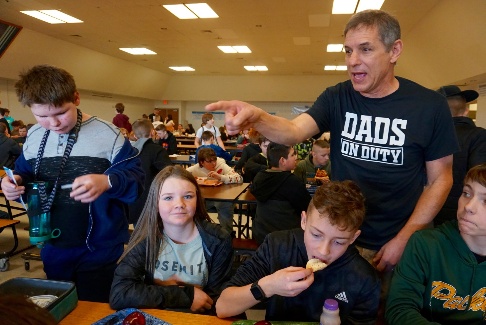 Dads are "on duty" at Rigby Middle School